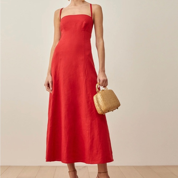 Reformation | Dresses | Reformation Red Rai Linen Dress | Poshmark